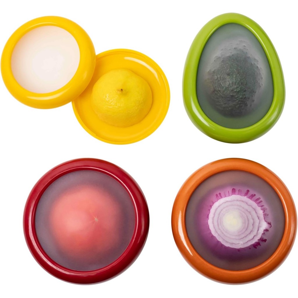 Fruit Food Saver Set, Avocado, Tomato, Onion, and Lemon Stretch Pods, 4 ...