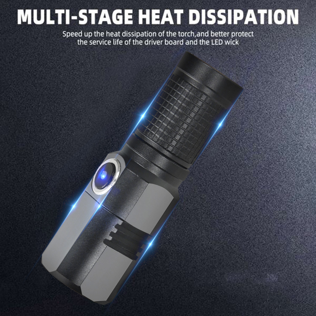 Mini Flashlight XHP50 LED USB C Rechargeable 18650 Battery Flashlight ...