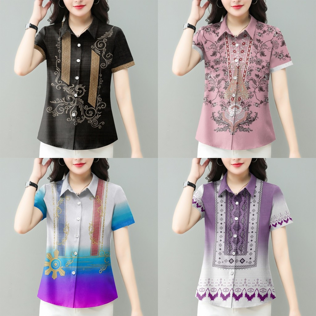 2025 Asean Attire For Women Retro Ethnic Shirt Women Large-Size Short ...