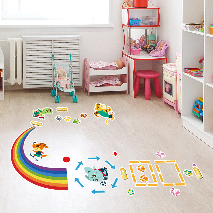 Wall Stickers Cartoon Cute Small Animal Game Floor Stickers ...