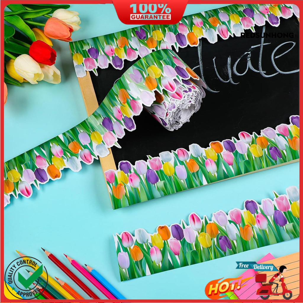 COD Floral Bulletin Border Tulip Flower Trim Border Easy to Apply ...