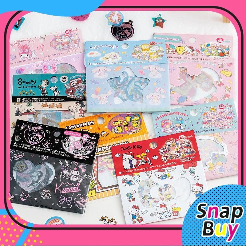 45Pcs/Set Sanrio Sticker Pack Kuromi Cinnamoroll PVC Stickers Labels ...