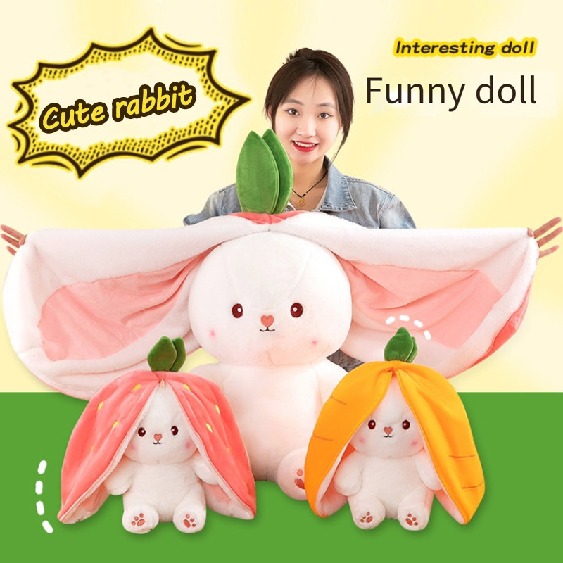 Strawberry Rabbit 2 in1 Plush Rabbit Toy Cute Transformed into Fruit ...