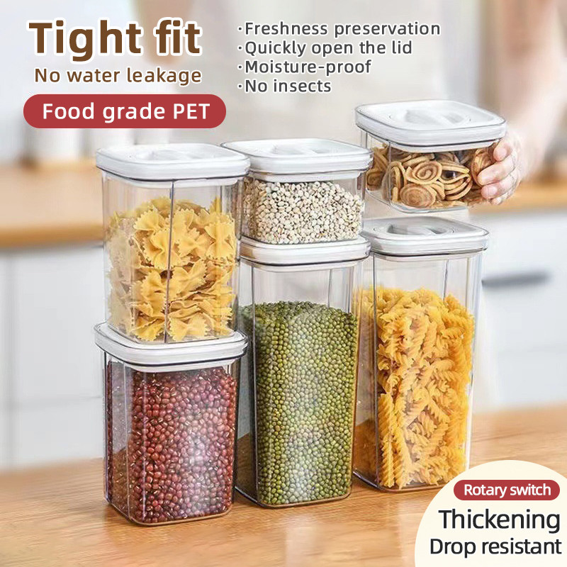 PET Plastic Transparent Airtight Food Container Easy Open Lid Food ...