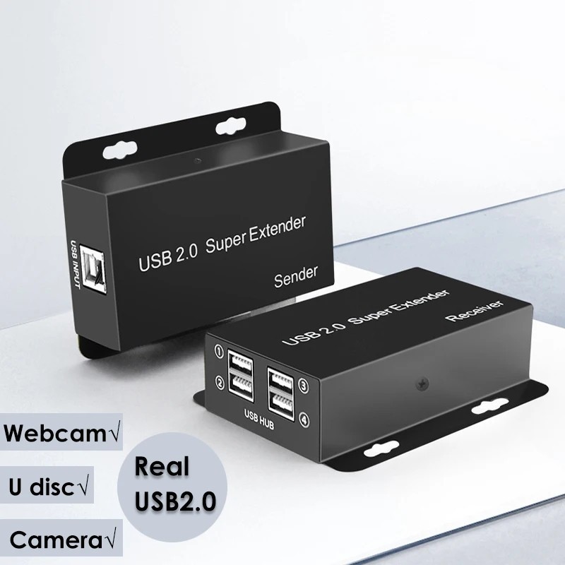 4 Port USB 2.0 Supter Extender Over RJ45 Cat5e Cat6 Cable USB Hub ...