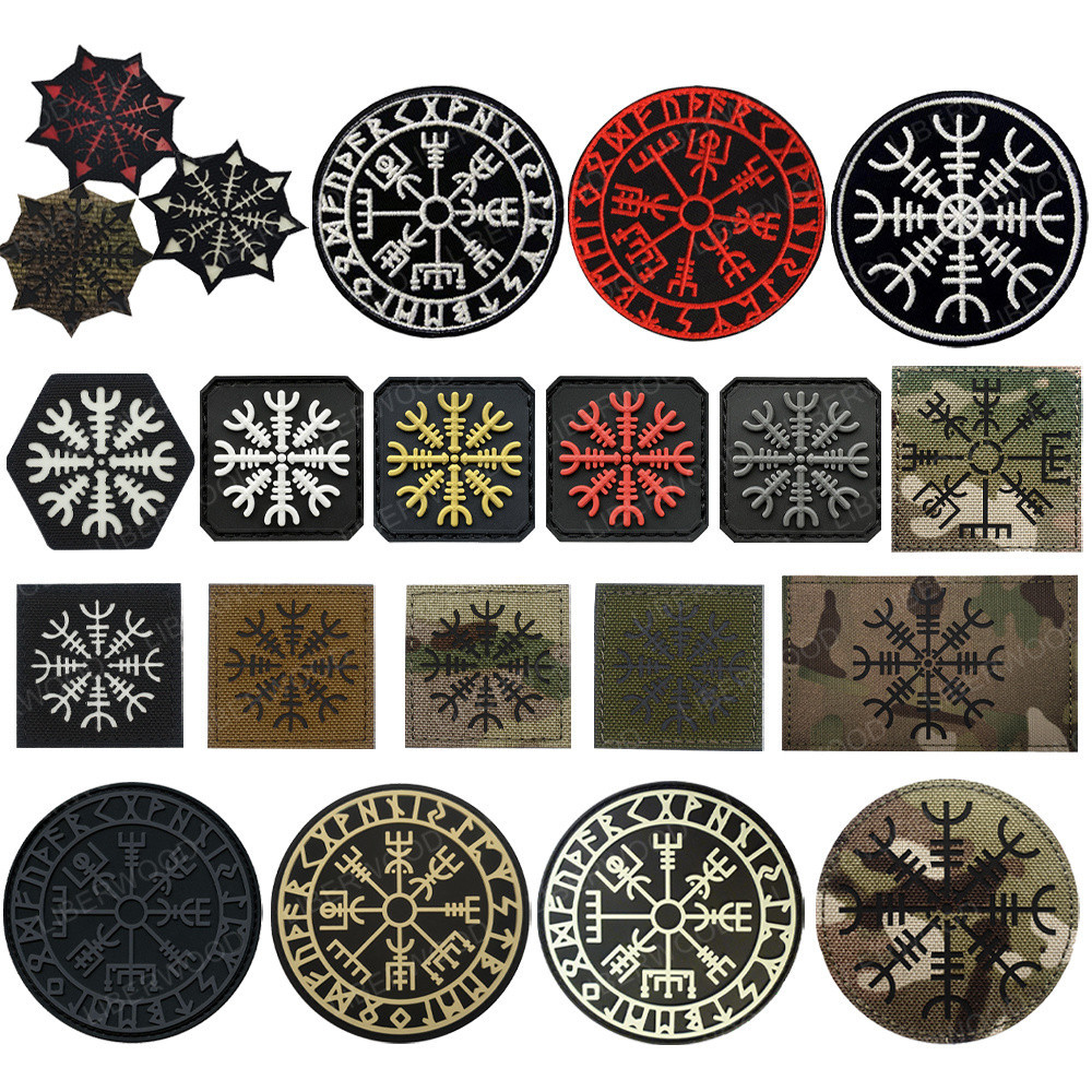 Northern Europe Viking Compass Glow In Dark Tactical Patches PVC Rubber ...