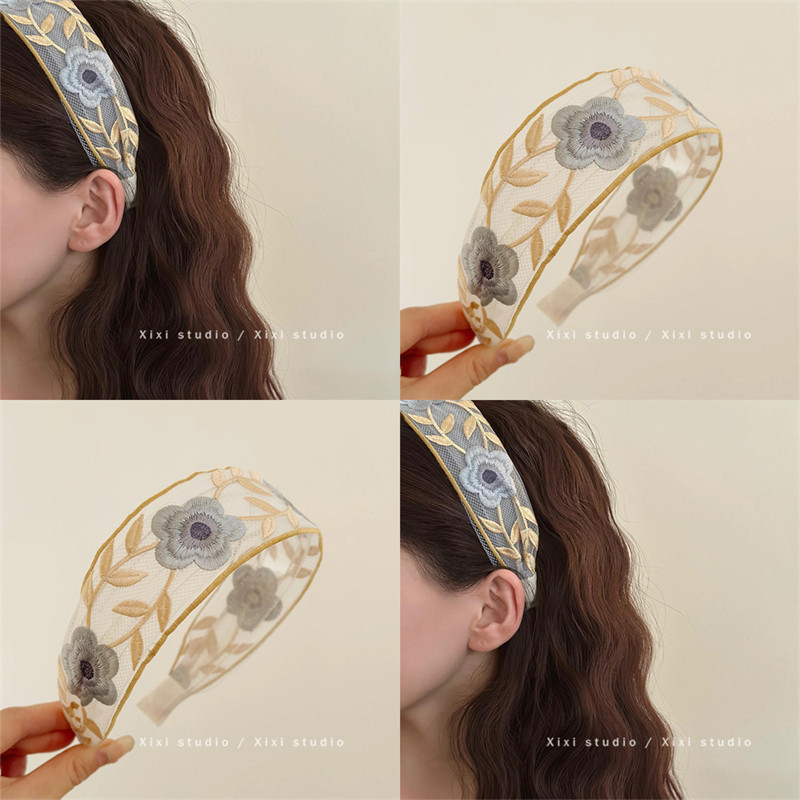 Embroidered Flower Headband for Women, High-end Exquisite Floral Fabric ...