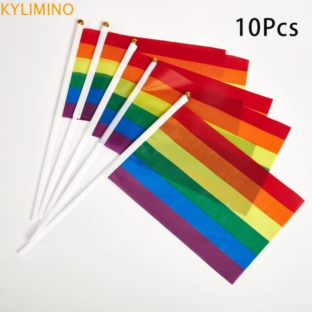 KYLIMINO 10Pcs Rainbow Flags, LGBT Rainbow Rainbow Hand Flag, Durable ...