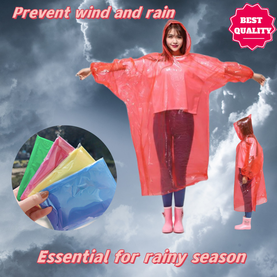 Disposable raincoat with headgear Adult portable raincoat plastic ...