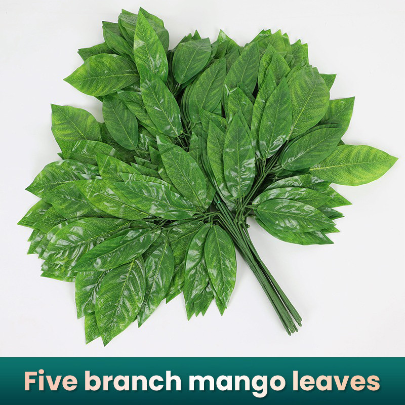 Green Maple Artificial Mango Leaves Beautify Indoor Fake Leaf Tree ...