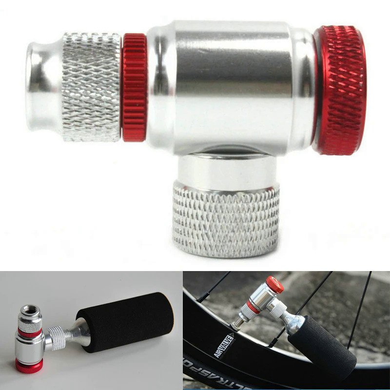 Bicycle Air Pump Head CO2 Gas Tank Adapter Tyre Pump Portable Inflator ...