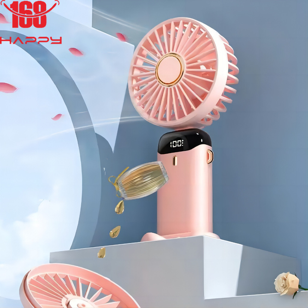 Mini Fan 6000mAH Portable Electric Fan with Mist Spray Light and Stand ...