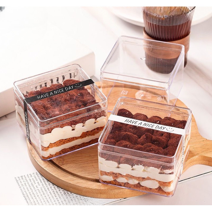 10Pcs Acrylic Cake Container Crystal Box Pastry Cake Dessert Box ...