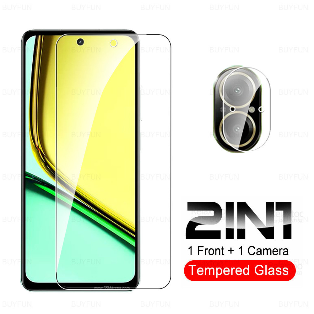2in1 Screen Protector Tempered Glass For Realme C67 4G RealmeC67 Realmi ...