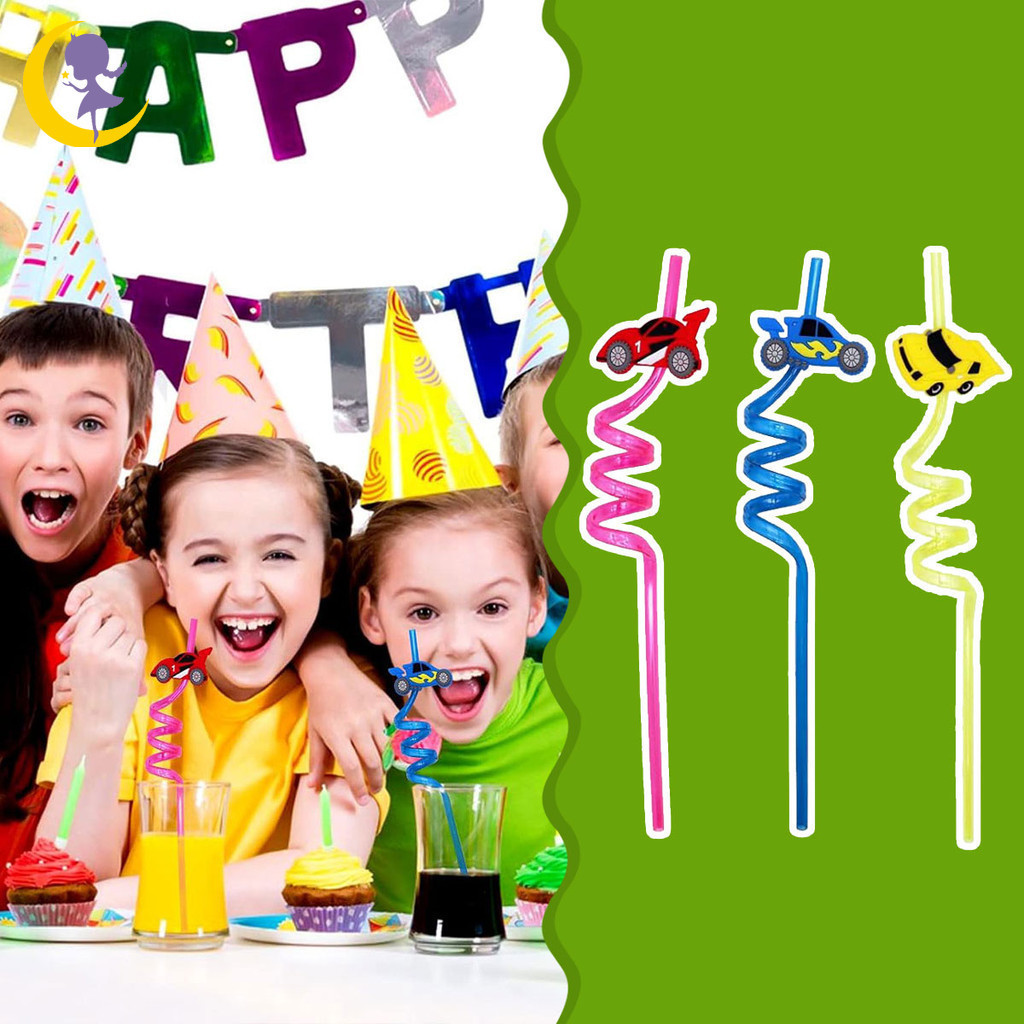 8 Pack Reusable Drinking Straws, Novelty Race Cars, Birthday Party ...