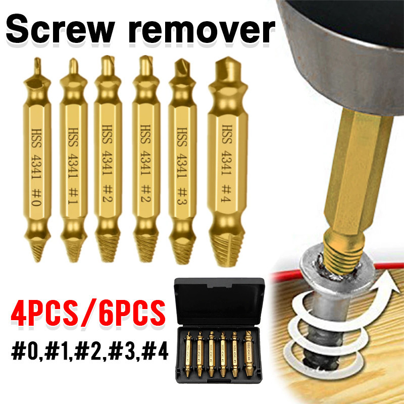 4/6Pcs Damaged Screw Extractor Speed Out Drill Bits Tool Set Broken ...