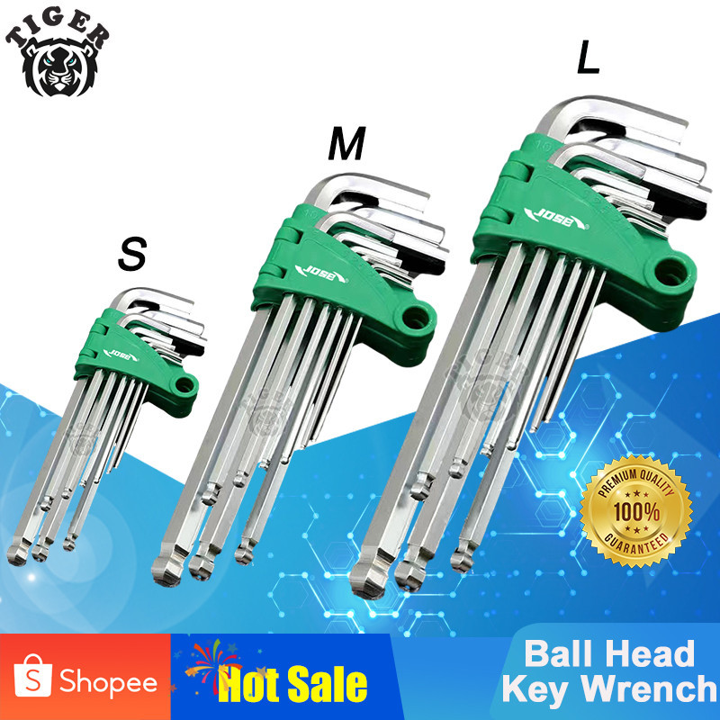 9PCS Ball Head Allen Wrench Set Long And Short Key 1.5-10mm | Shopee ...
