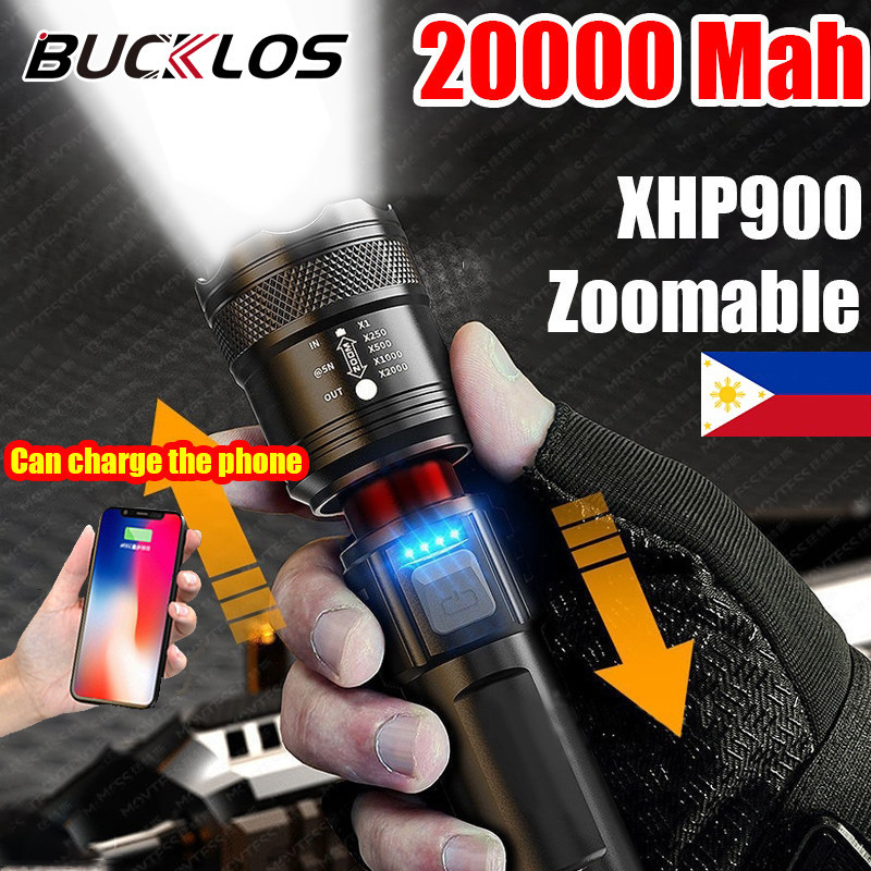 BUCKLOS Flashlight LED 20000mah Rechargeable Flash Lamp IPX7 Waterproof ...