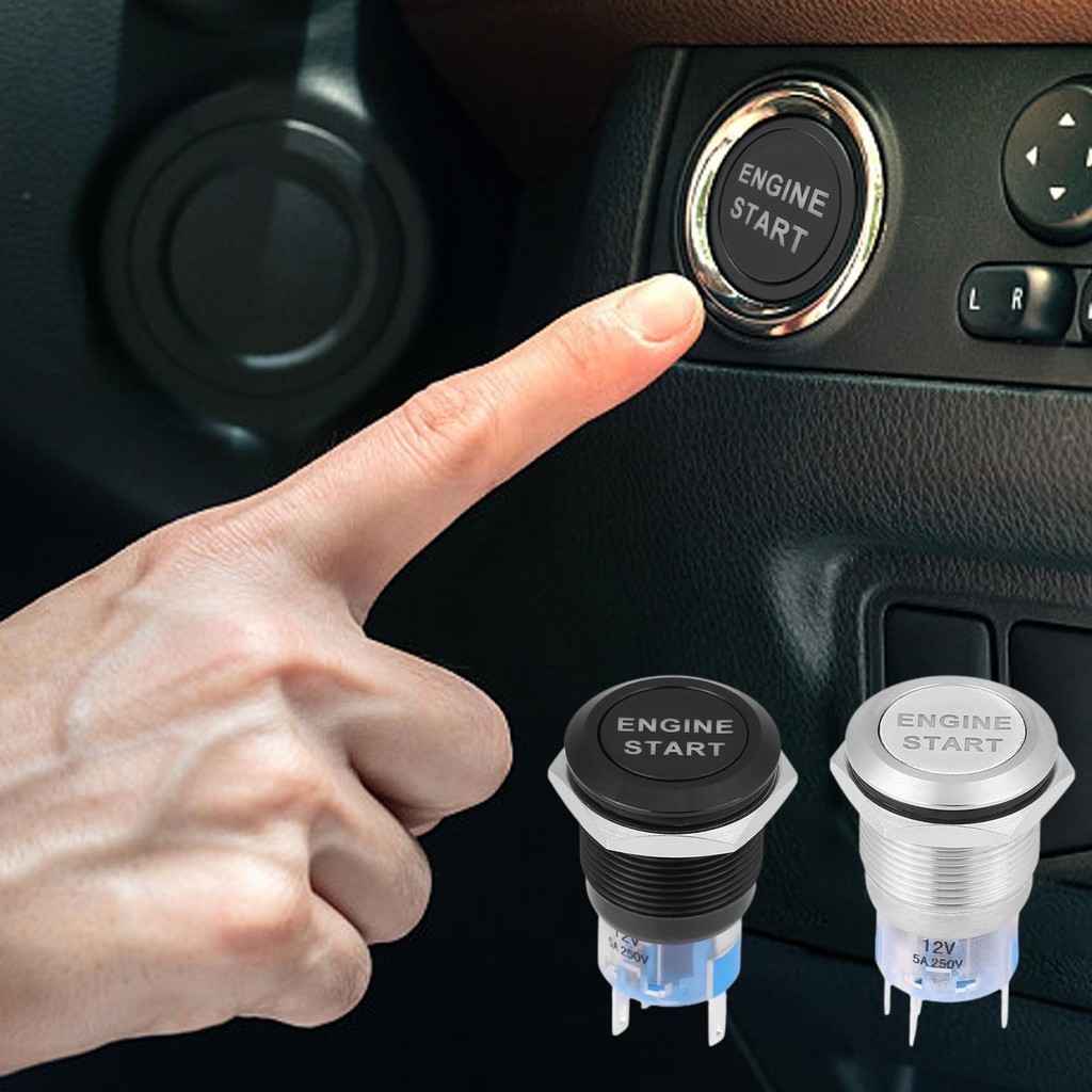 Push Start Button with LED Light Metal Start Push Auto Engine ...
