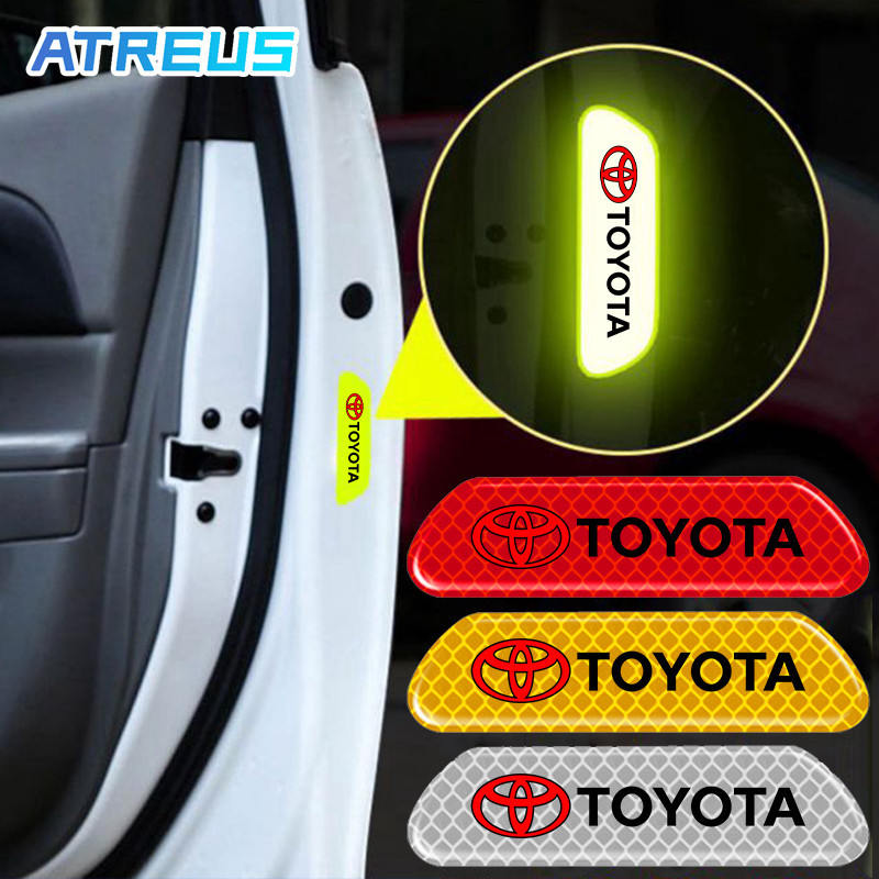 4Pcs Toyota Car Reflective Sticker Safety Warning Mark Car Door ...