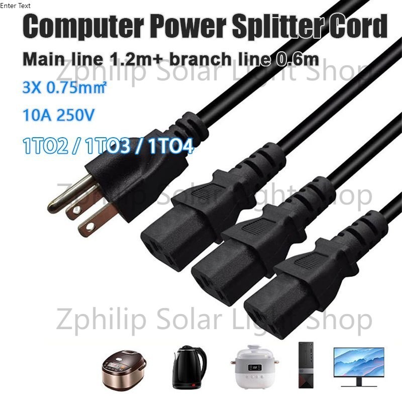 18AWG US Plug 3 Pin AC Power Cable Cord 10A 250V Computer Printer Monitor Power Cord 1.8m 10A ...