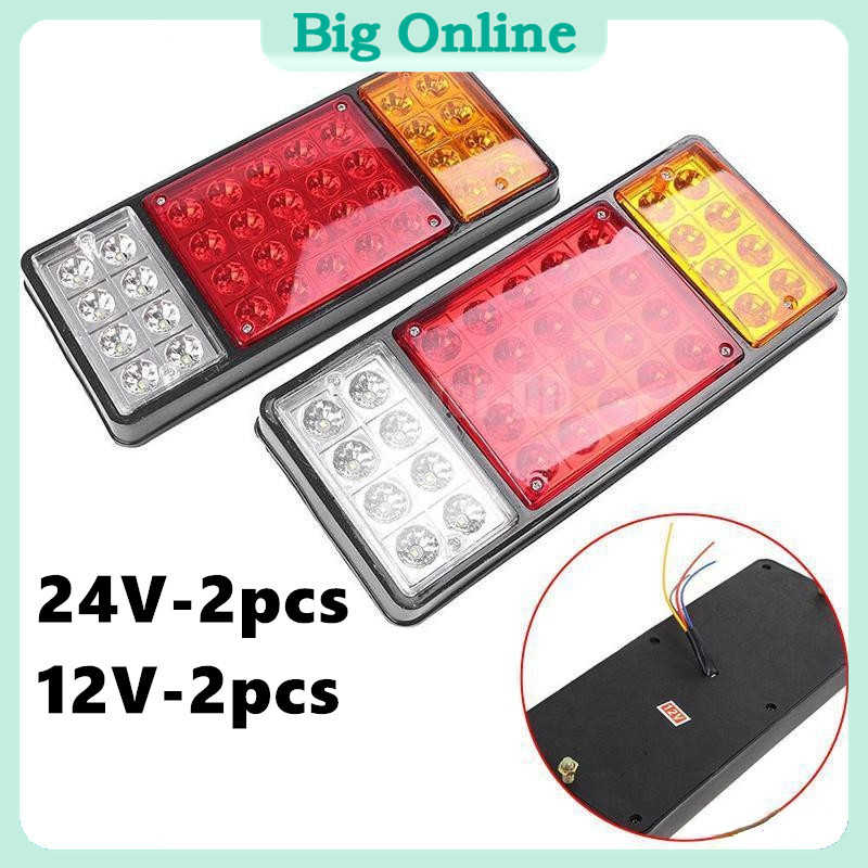 2pcs 24V 12V Car Truck Lorry Brake Light LED Tail Light Turn Signal ...