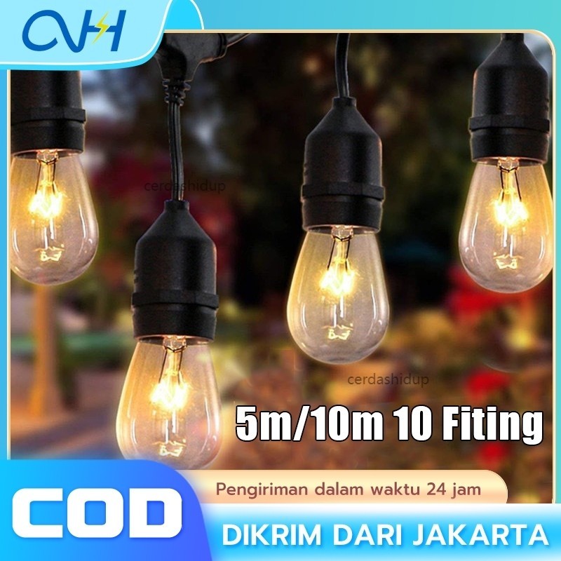 E27 CHANGING LIGHT FITTING CABLES 10 METERS 10 FITTINGS / 5 METERS 10 WATERPROOF GARDEN OUTDOOR ...