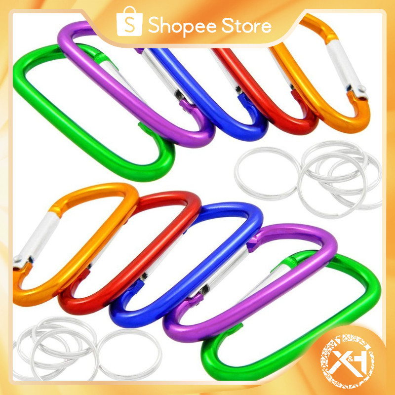 10Pcs/Aluminum D-Shape Nonlocking Keychain Clip Carabiner | Shopee ...