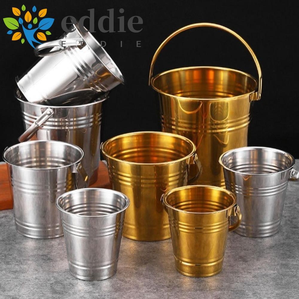 26EDIE Stainless Steel Ice Bucket, Multifunctional Thickened Mini Metal ...