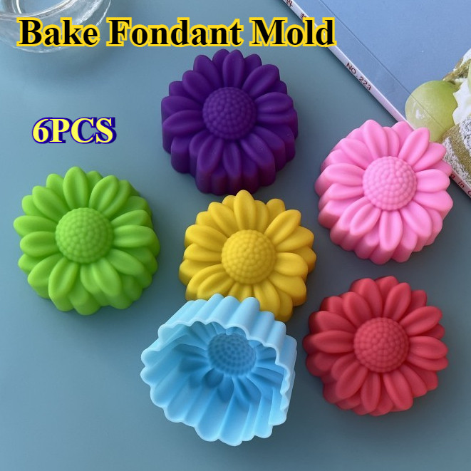 【Non-Stick Silicone】6pcs Flower Petal Mold Form Plastic Bake Fondant ...