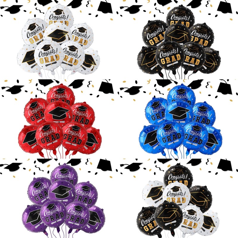 9pcs White Graduation Aluminum Foil Balloon Bundles 2025 Graduation ...