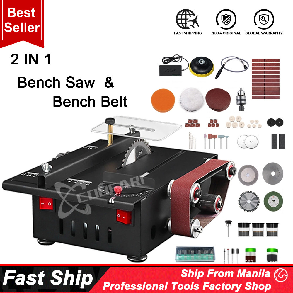 2-in-1 Table Saw & Belt Sander Kit, Variable Speed Benchtop Cutting ...
