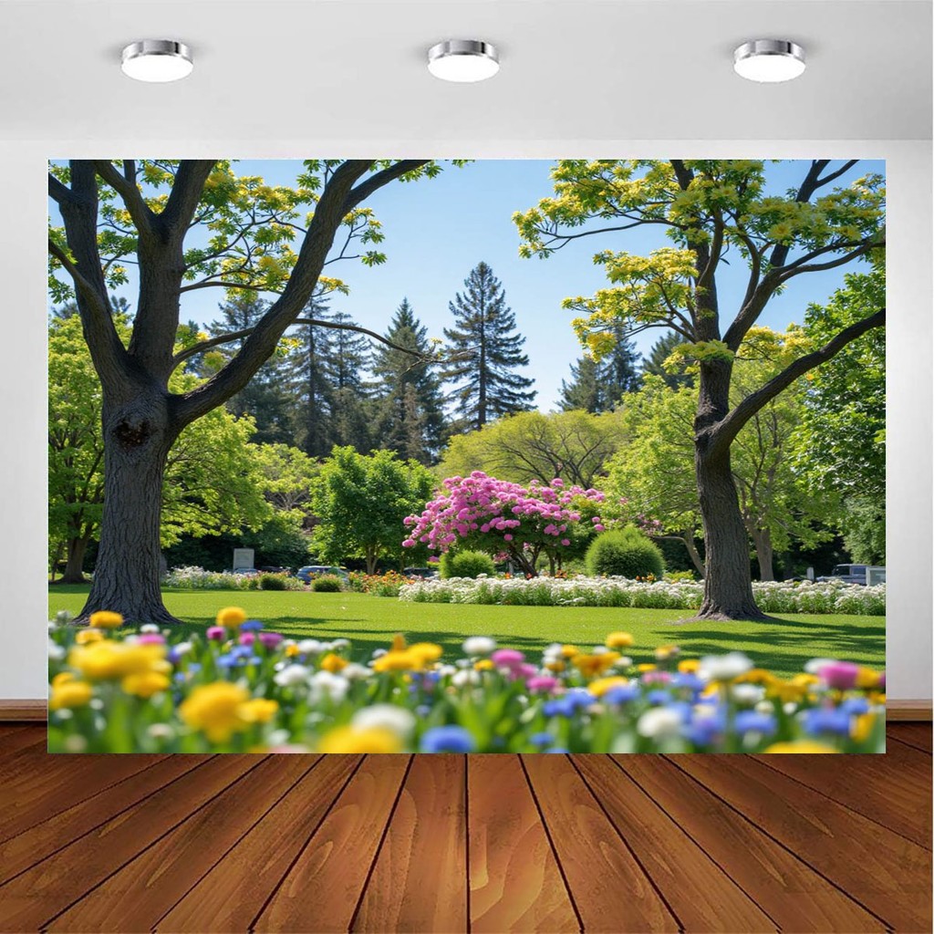 1pc, Party Backdrop Spring Flower Garden Fabric,Without Electricity Festive Backdrops Use for ...