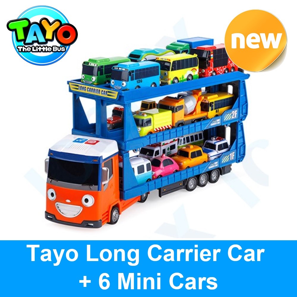 TAYO Long Carrier Car + 6 Mini Cars Set Kids Toy Korea | Shopee Philippines