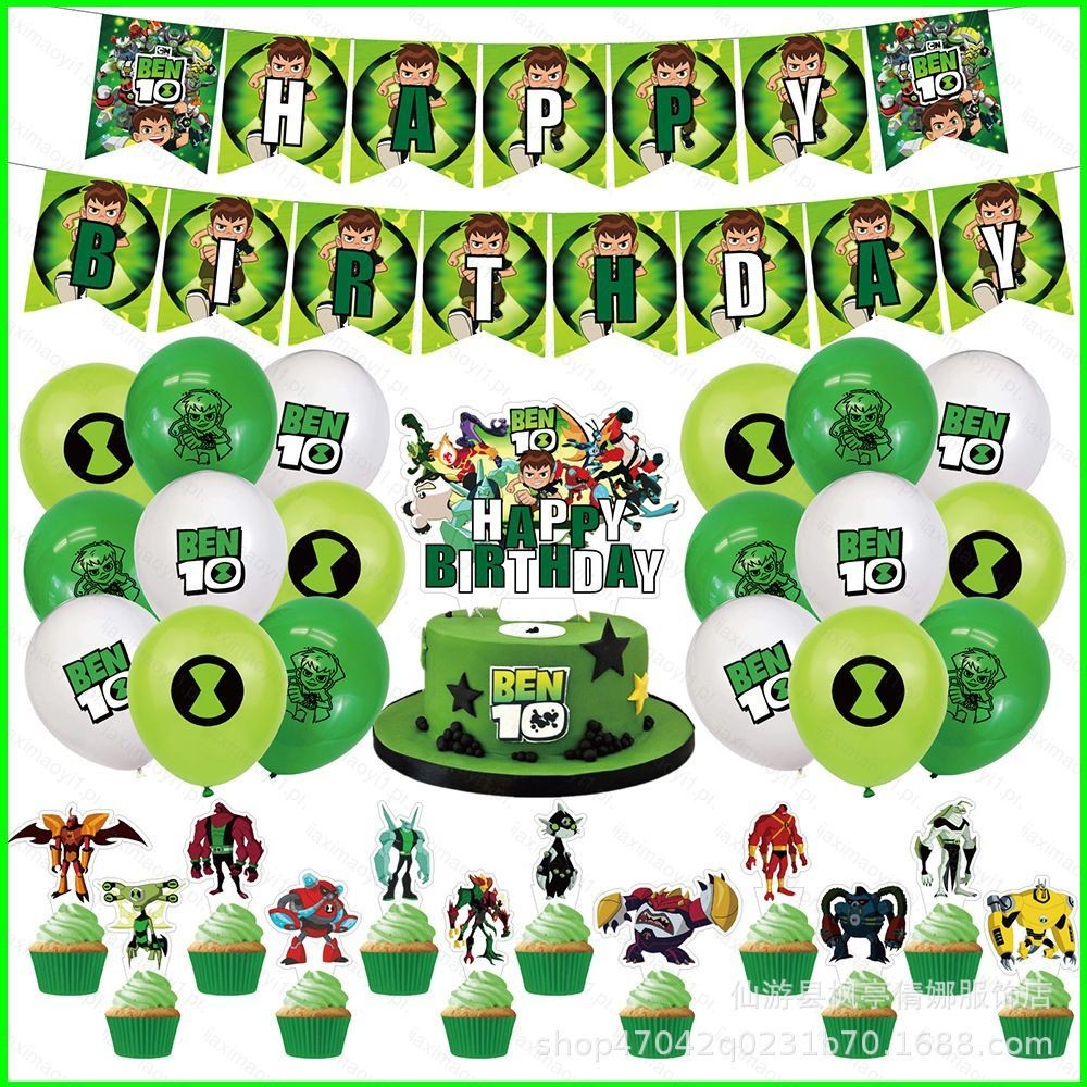 JX1 Ben 10 Theme kids birthday party decorations banner cake topper ...