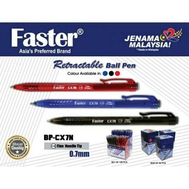 Faster Retractable Click Ball Pen CX5N 0.5mm / CX6N 0.6mm / CX7N 0.7mm ...