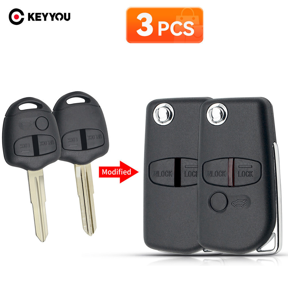 3pcs Modified Flip Folding Remote Car Key Shell For Mitsubishi ...
