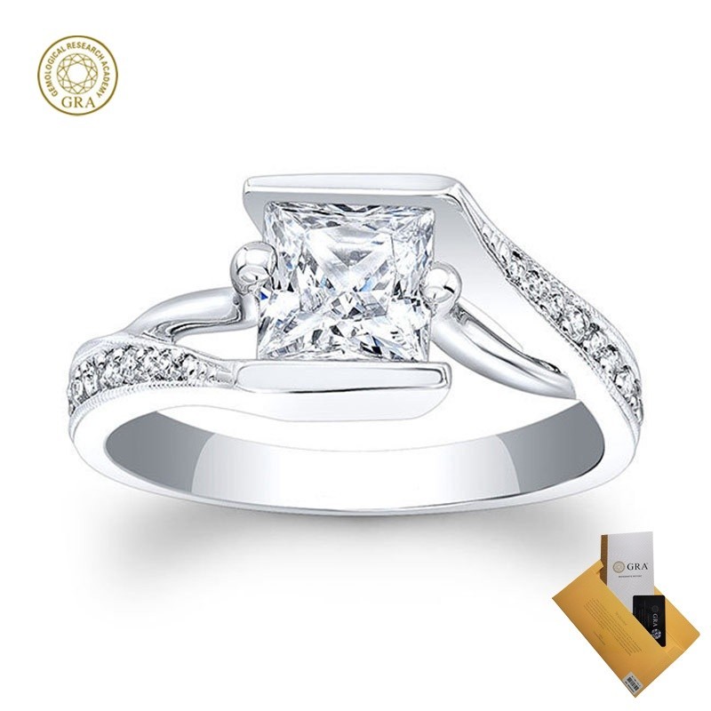 (with Gra Certificate) New Creative Simple Square Moissanite Ring ...