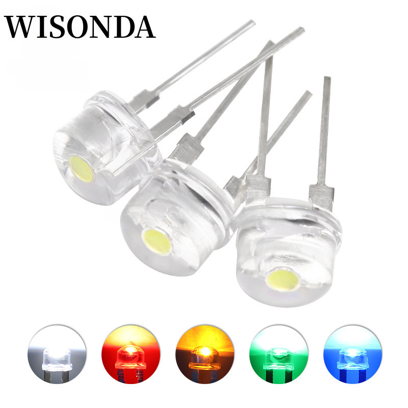 10PCS F8 8MM White Blue Green Red Yellow LED Super Bright Straw Hat ...