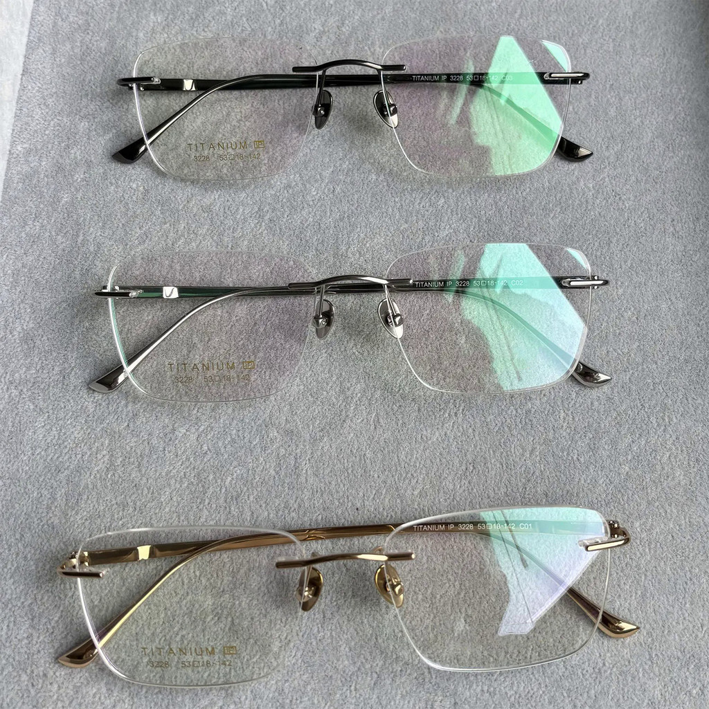 Ultra Lightweight Rimless Pure Titanium Glasses Frames Golden/Silver ...