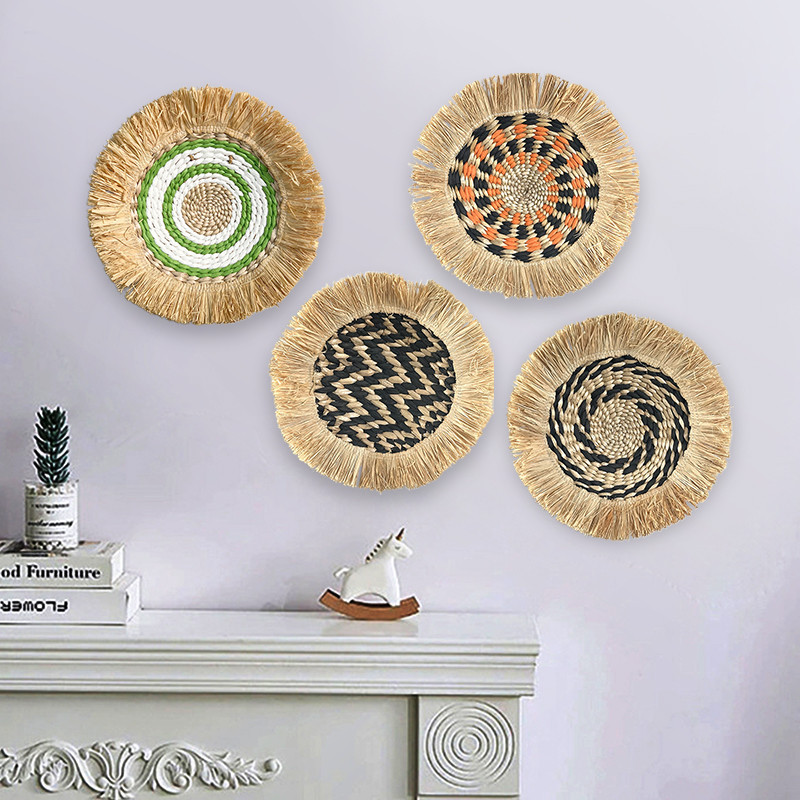 Moroccan Style Grass Woven Wall Decor Circular Hanging Wall Decoration ...