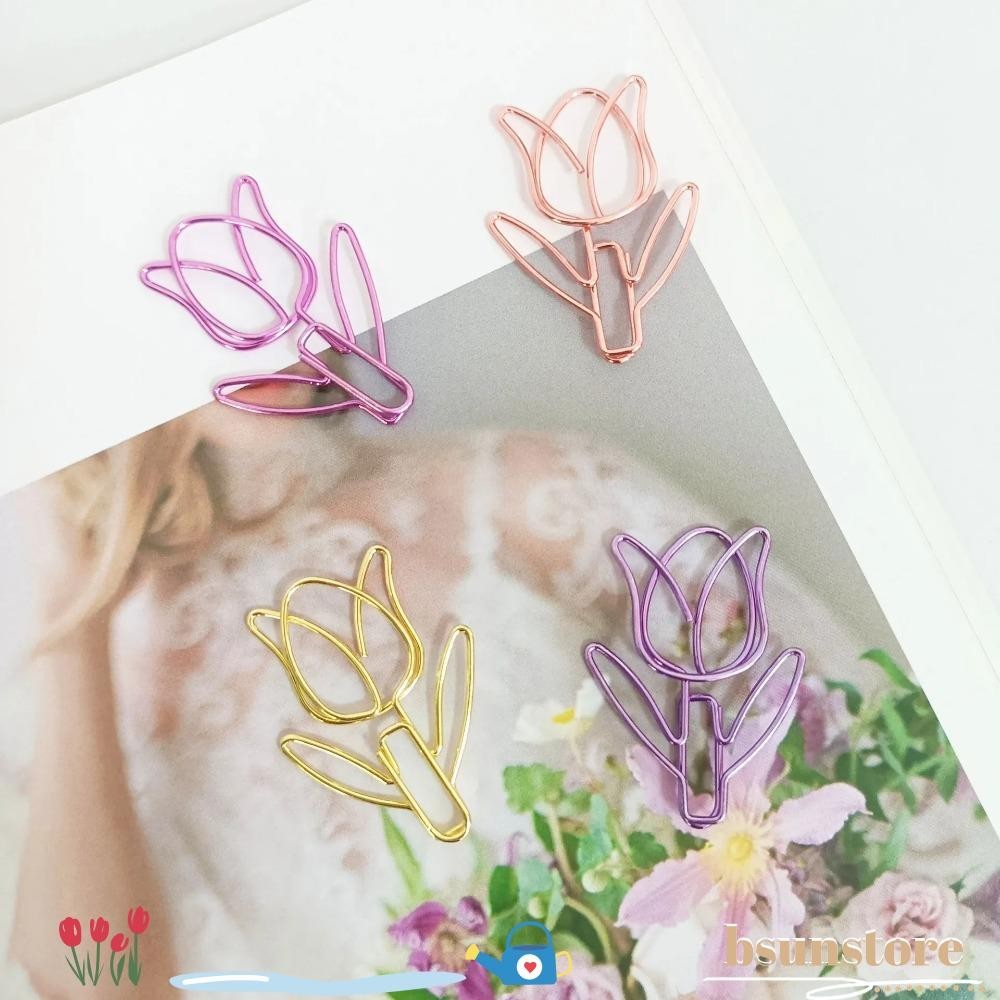 BSUNS Colored Paper Clip, Colored Tulips Metal Colored Tulip Shaped ...