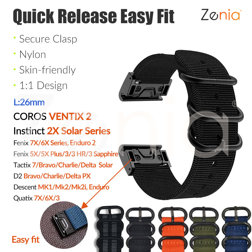 26mm Quick Release fit Nylon Watch Strap for Garmin Instinct 2X Solar ...