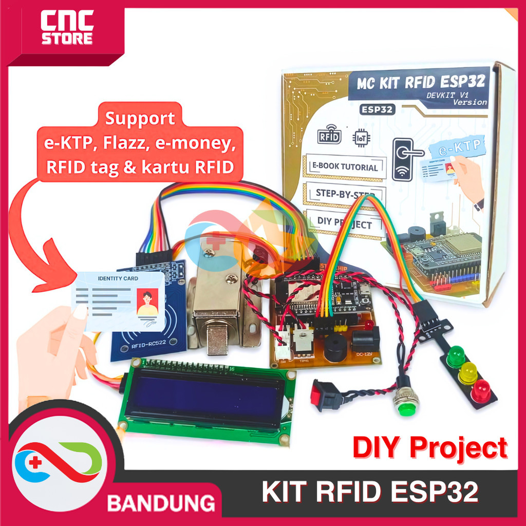 Rfid KIT ESP32 IOT SMART SECURITY SYSTEM DOORLOCK E-KTP E-TOL E-SIM DIY ...
