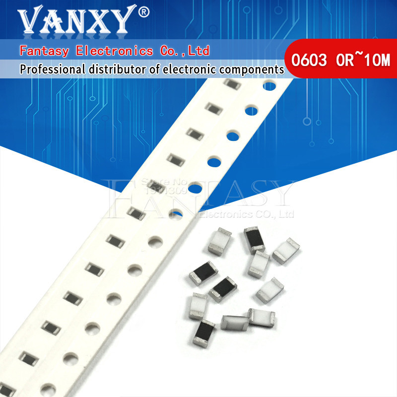 100pcs 0603 SMD 1/8W chip resistor resistors 0 ohm ~ 10M 0R 1K 4.7K 4K7 10K 100K 1 10 100 220 ...