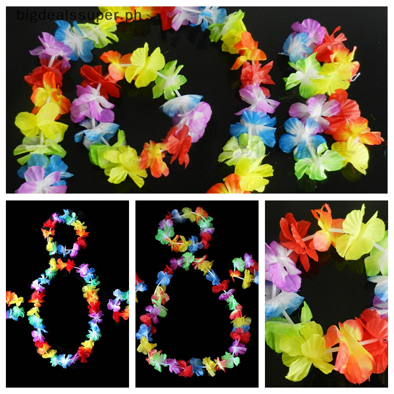 Pro 4 pcs/set Hawaiian Tropical Hula Luau Grass Dance Head Neck Wrist ...