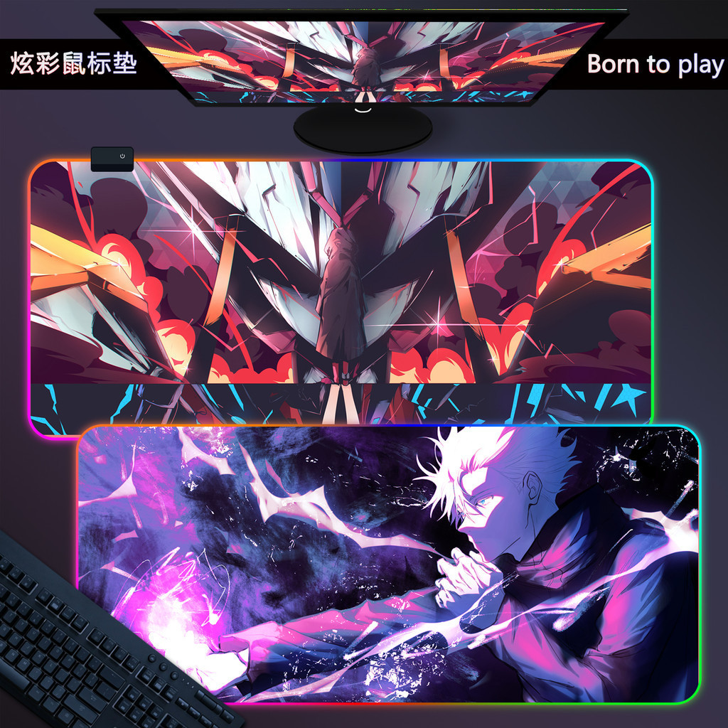 R RGB Anime Luminous Mouse Pad Oversized Game Gaming Two-Dimensional ...