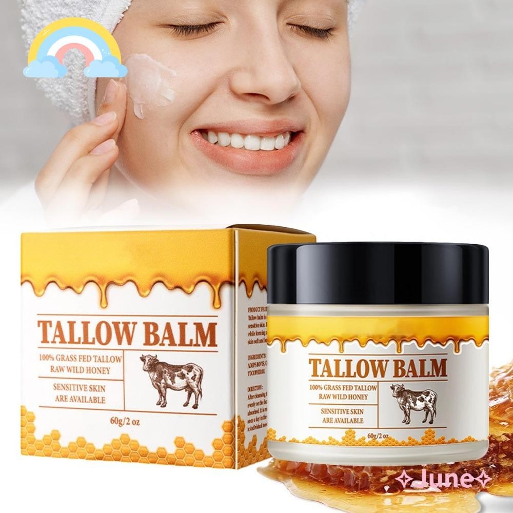 JUNE Face Cream, Beef Tallow Balm Raw Wild Honey Hydrating Tallow Face ...