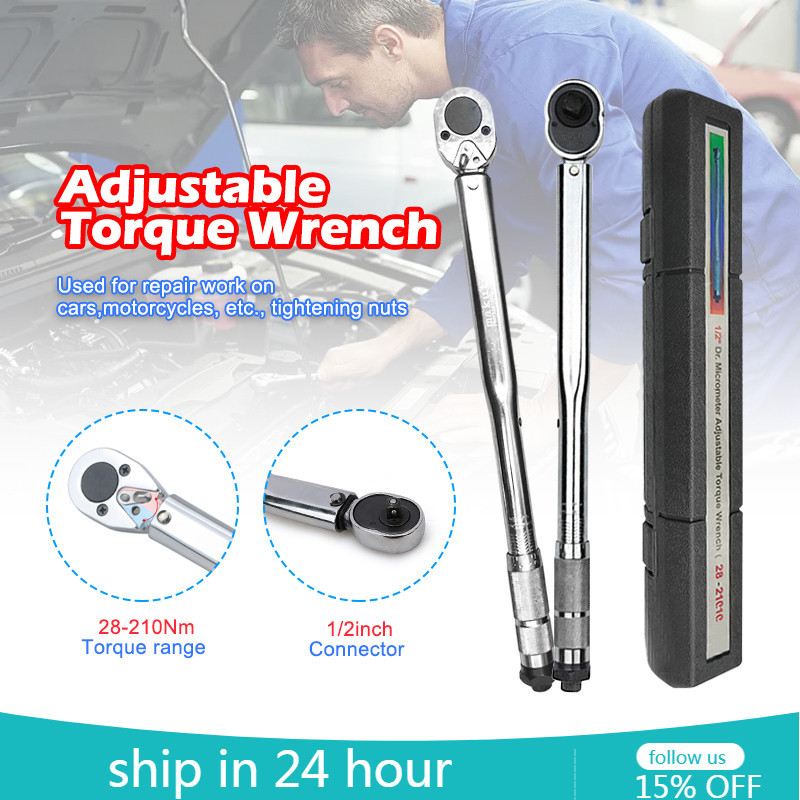 1/2'' Dr.Micrometer Adjustable Torque Wrench (28-210Nm) | Shopee ...