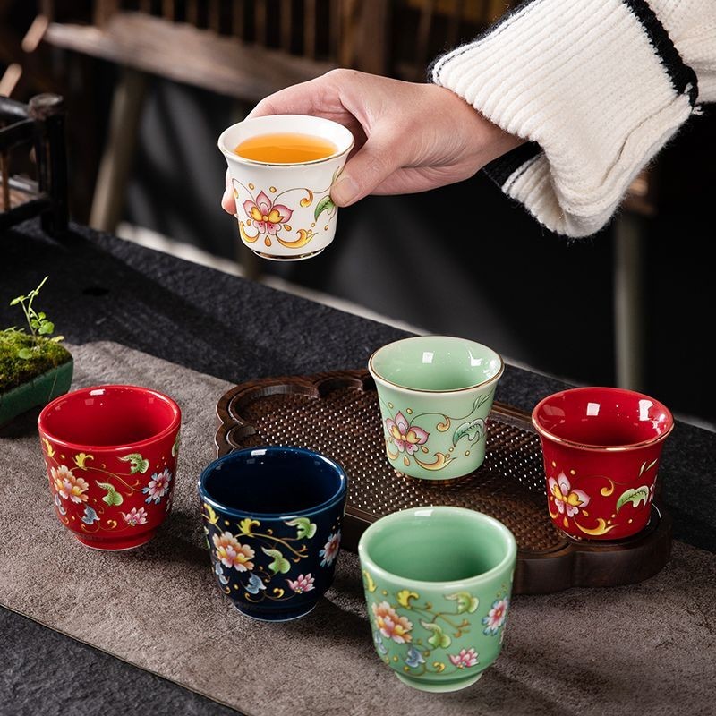 Celadon Enamel Tea Cup Kung Fu Tea Set Ceramic Personal Water Cup Tea ...